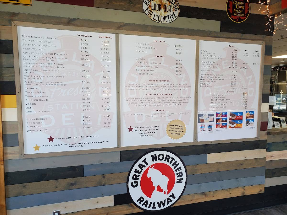 Menu at Duneland Station Deli restaurant, Chesterton