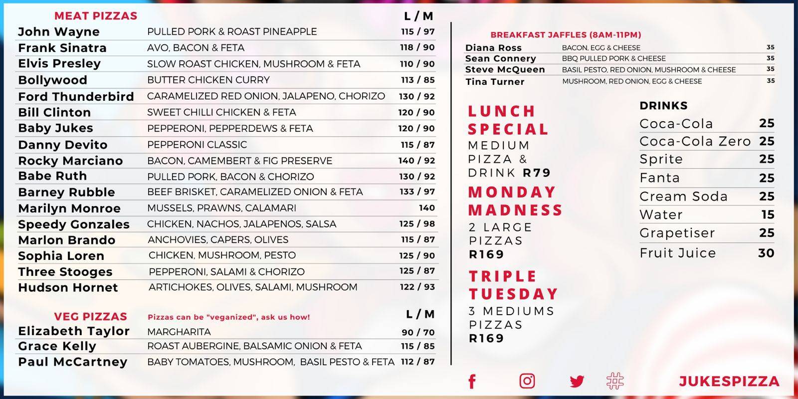 Menu at On Point Waterfront restaurant, Durban