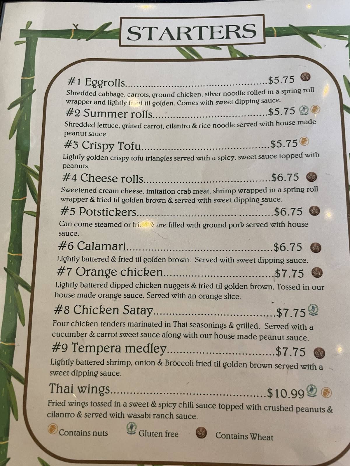 Menu at Dusit Thai Cuisine restaurant, Mountain Home