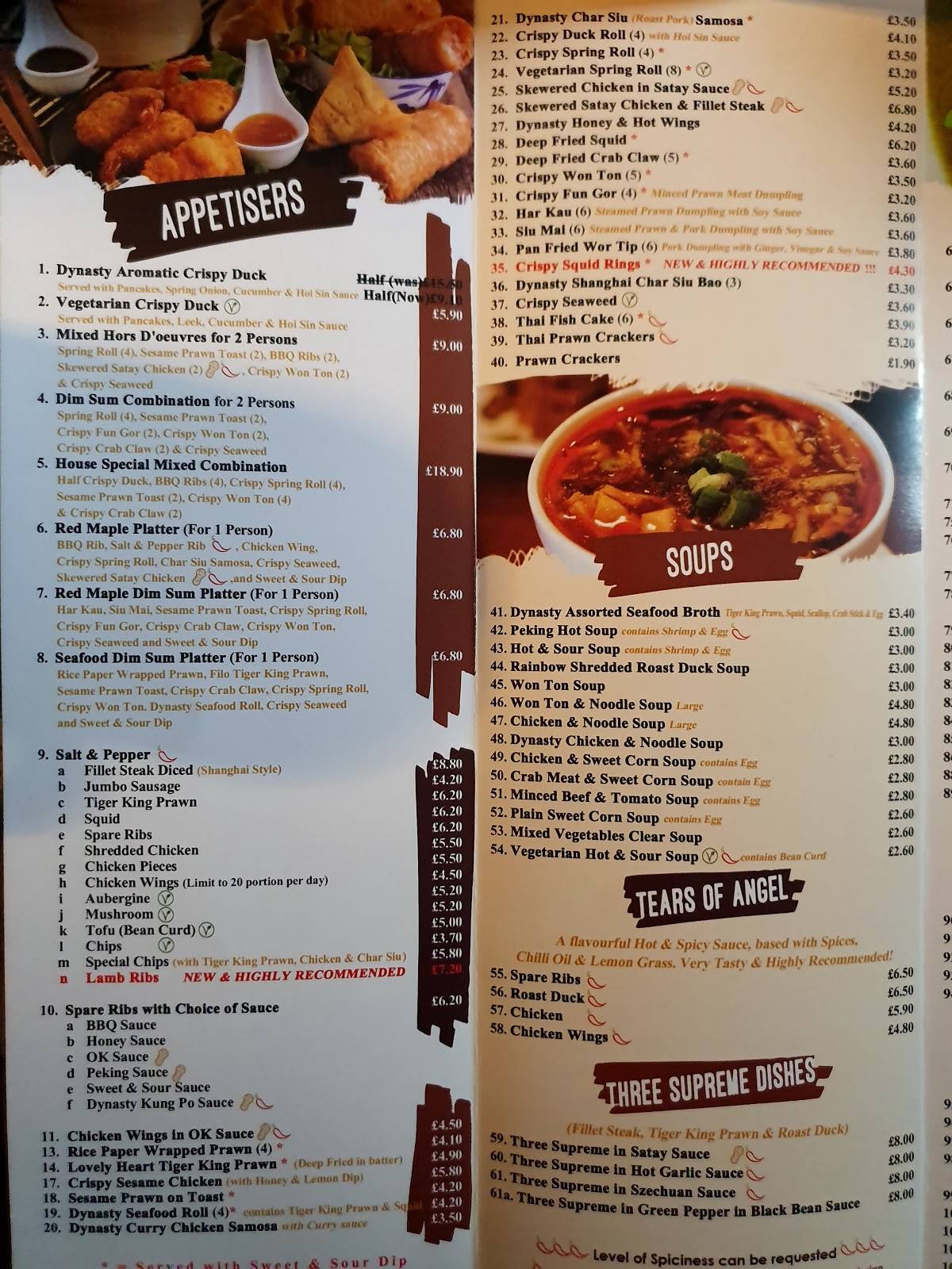 Menu at Dynasty Chinese & Thai Takeaway restaurant, Altrincham, 101 Wood Ln