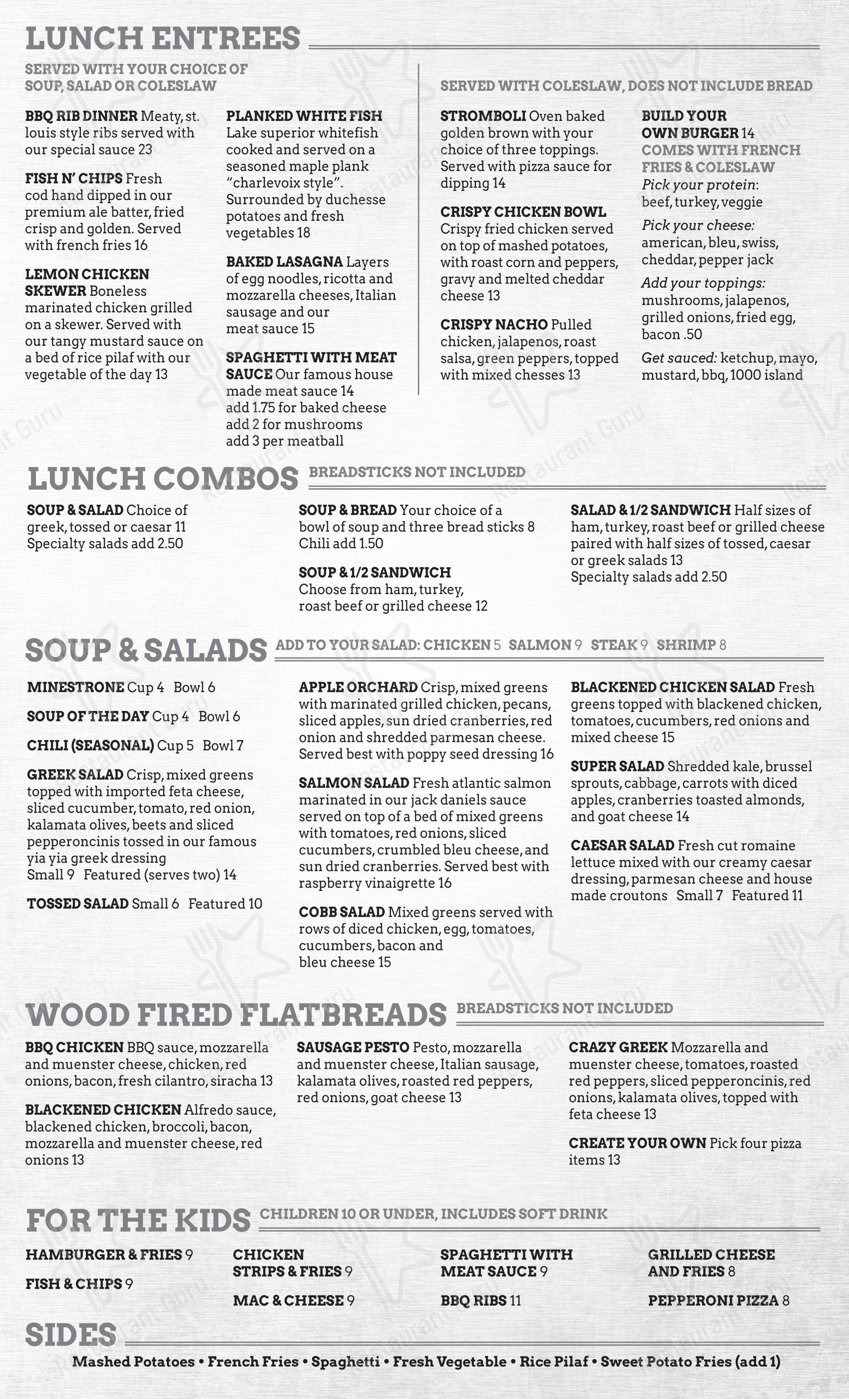 Menu at E.G. Nicks Grill & Tavern pub & bar, Lapeer
