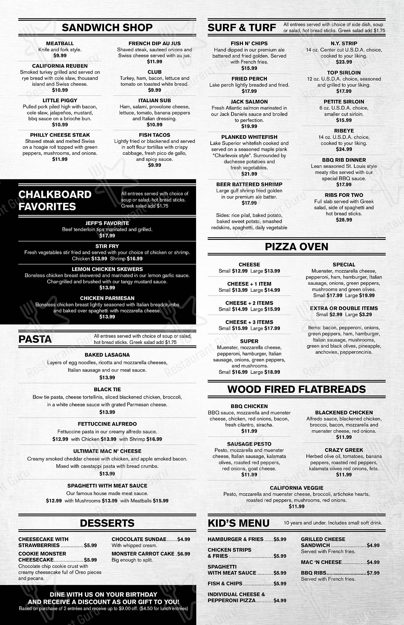 Menu at E.G. Nicks Grill & Tavern pub & bar, Lapeer