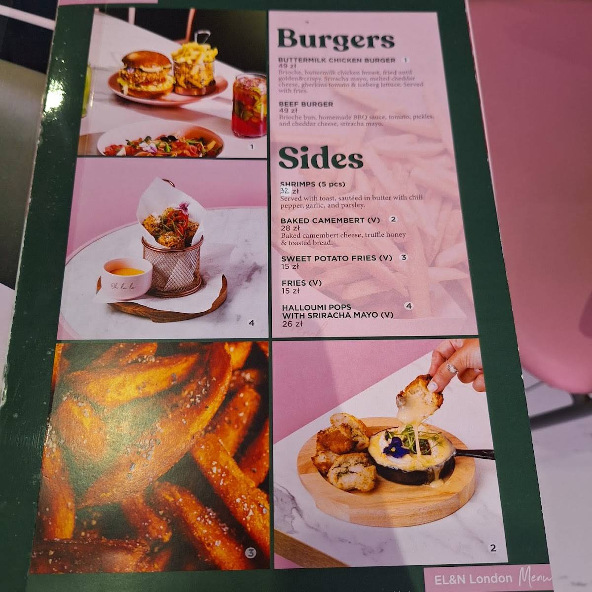 Menu at EL&N London - Krakow Saski restaurant, Kraków