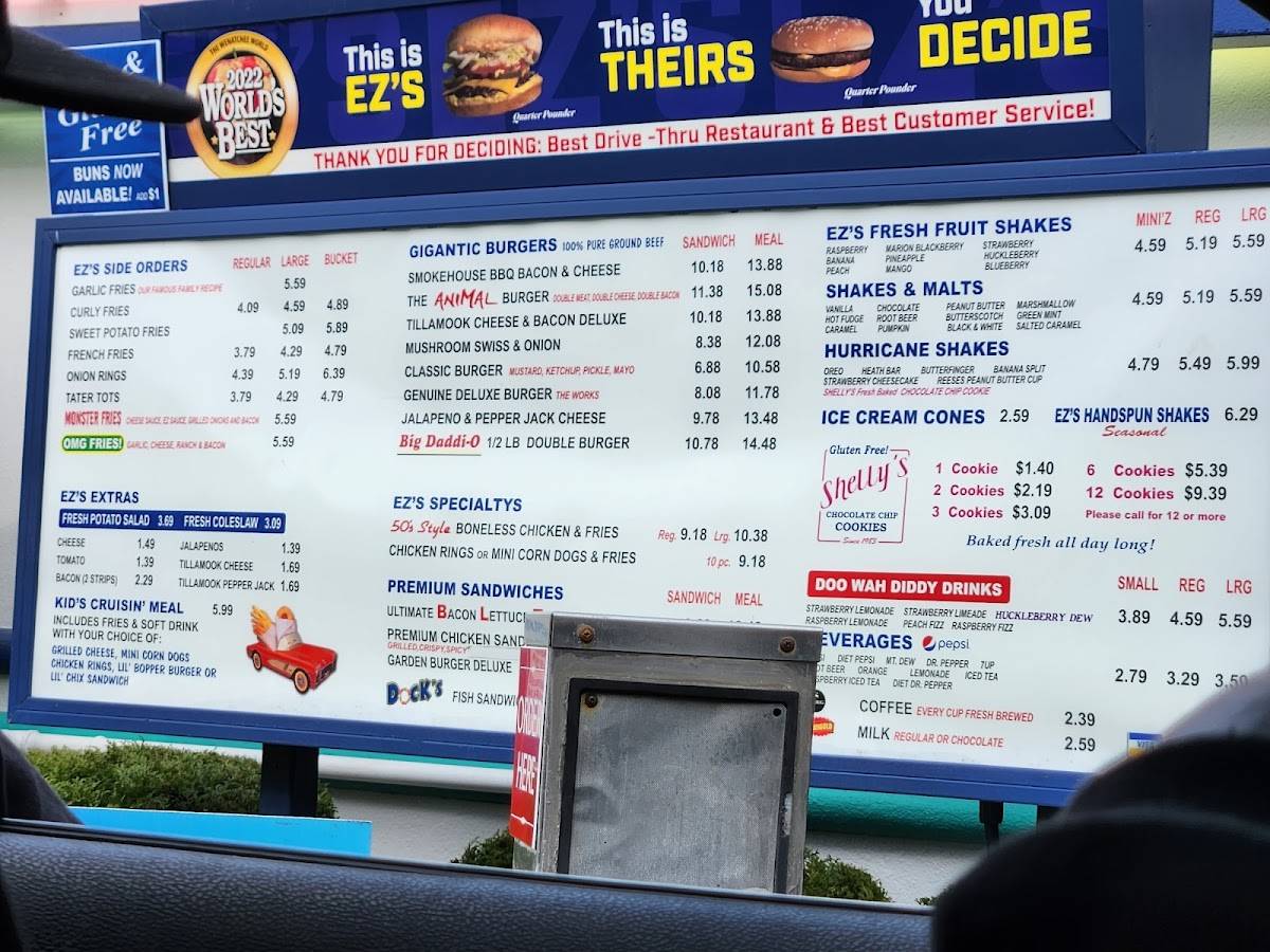 Menu at EZ's Burger Deluxe restaurant, Wenatchee