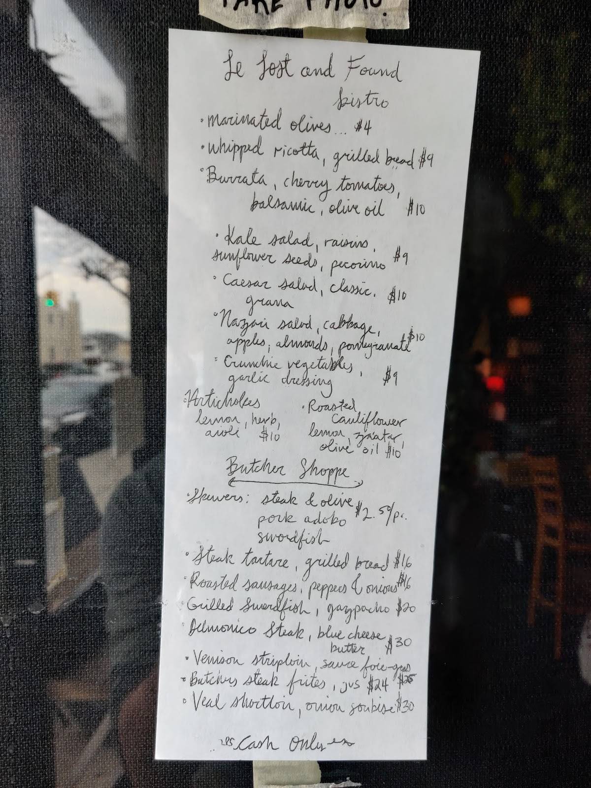 Menu at Lost And Found restaurant, Long Beach
