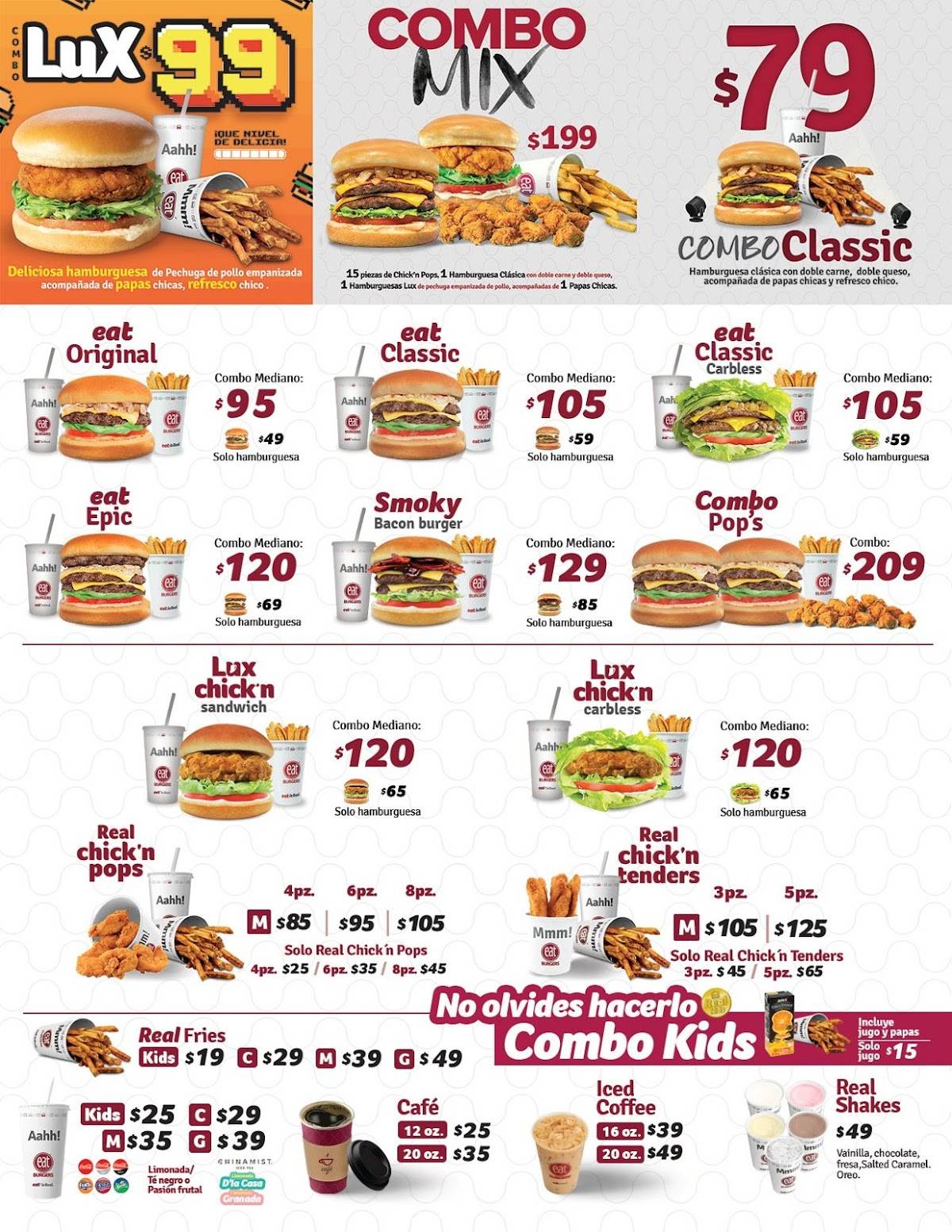 Carta del restaurante Eat Burgers, Mexicali, C. Novena 1540