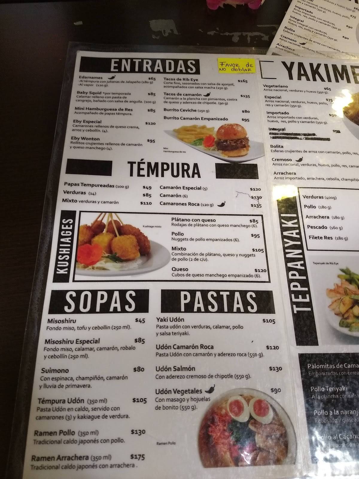 Carta del restaurante Shirushi Aragón, Ecatepec, Plaza Aragon