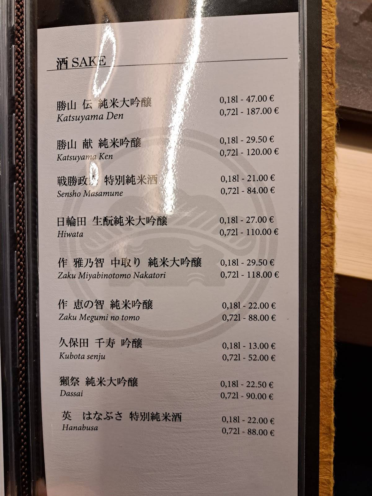 Carta del restaurante Edomae Sushi Matsuki, Bratislava, Ventúrska 18