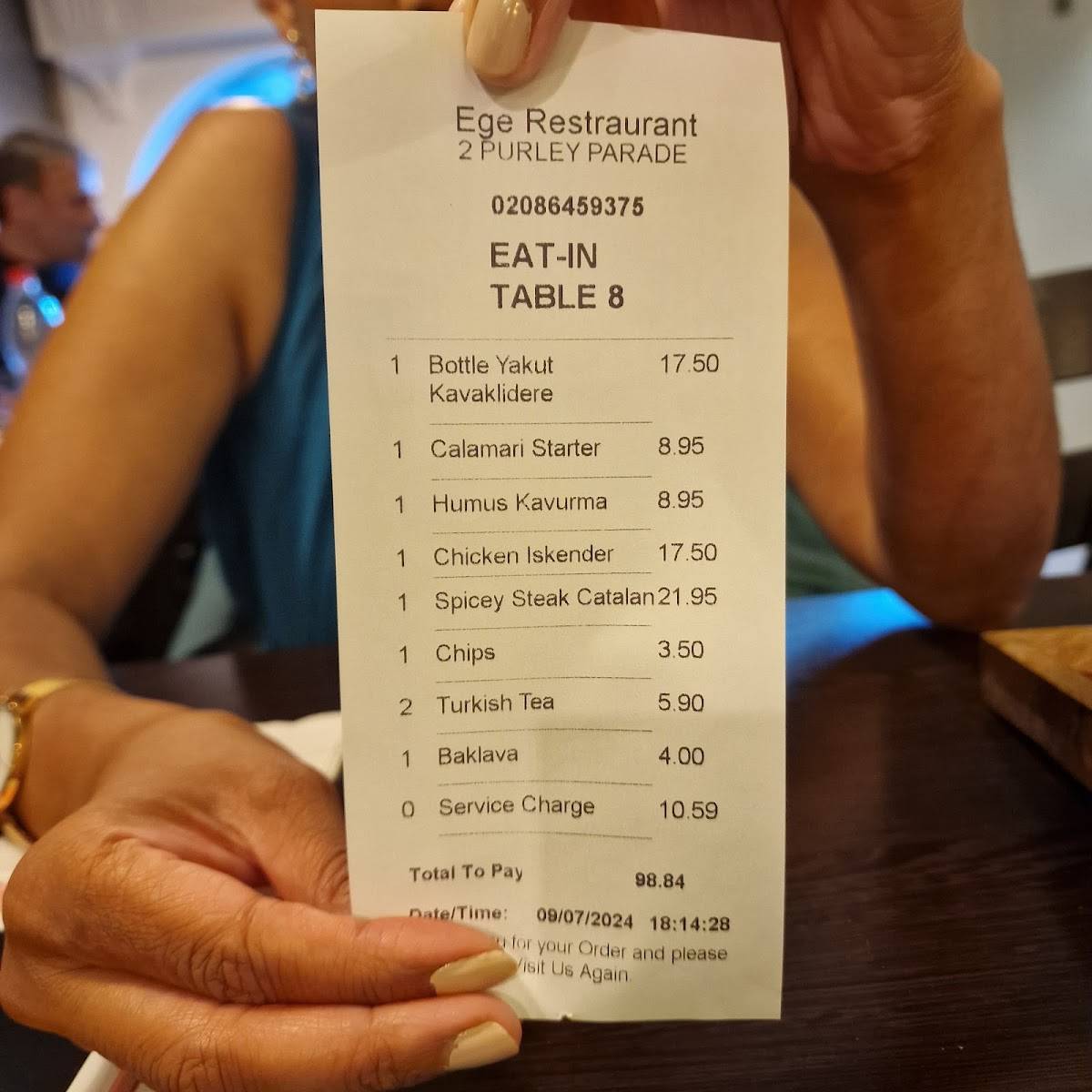 Menu at Ege Restaurant, Purley