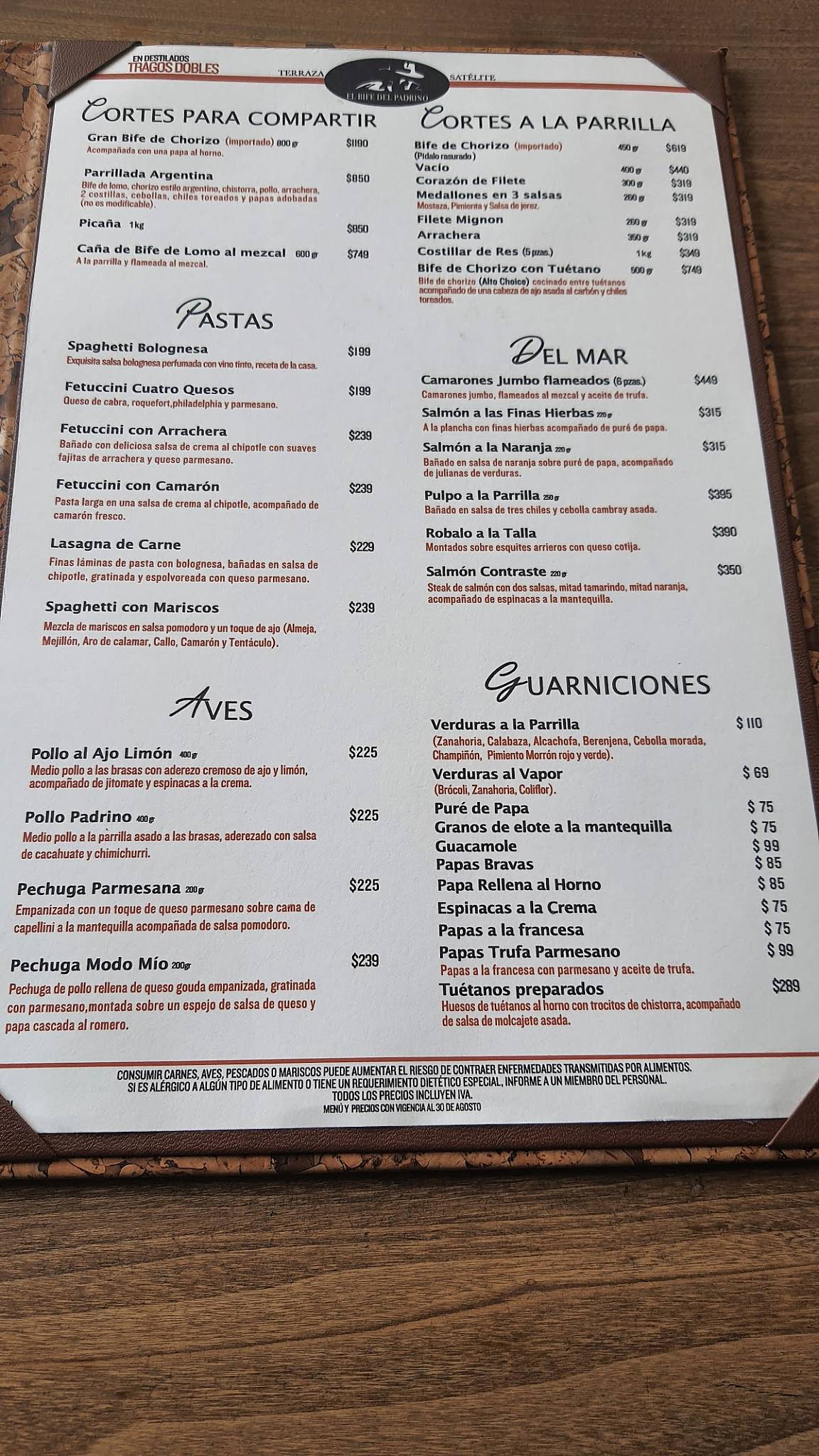 Carta del restaurante El Bife Del Padrino, Naucalpan del Juárez, Cto ...