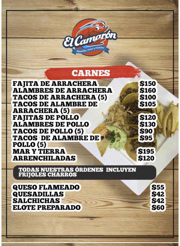 Carta del restaurante El Camarón, San Nicolás del los Garza, Av ...