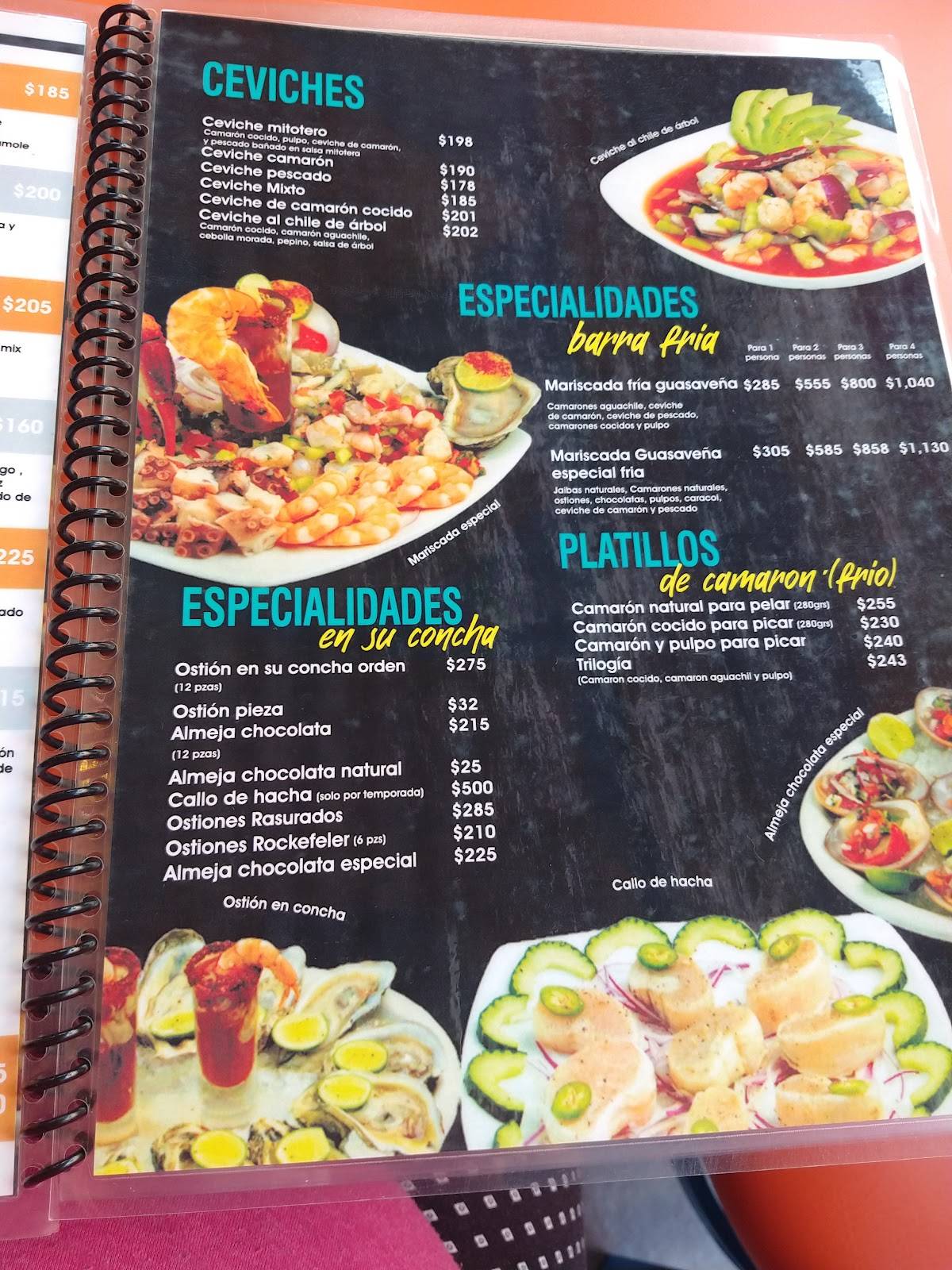 Carta del restaurante El Camarón Guasaveño Ermita, Ciudad del México
