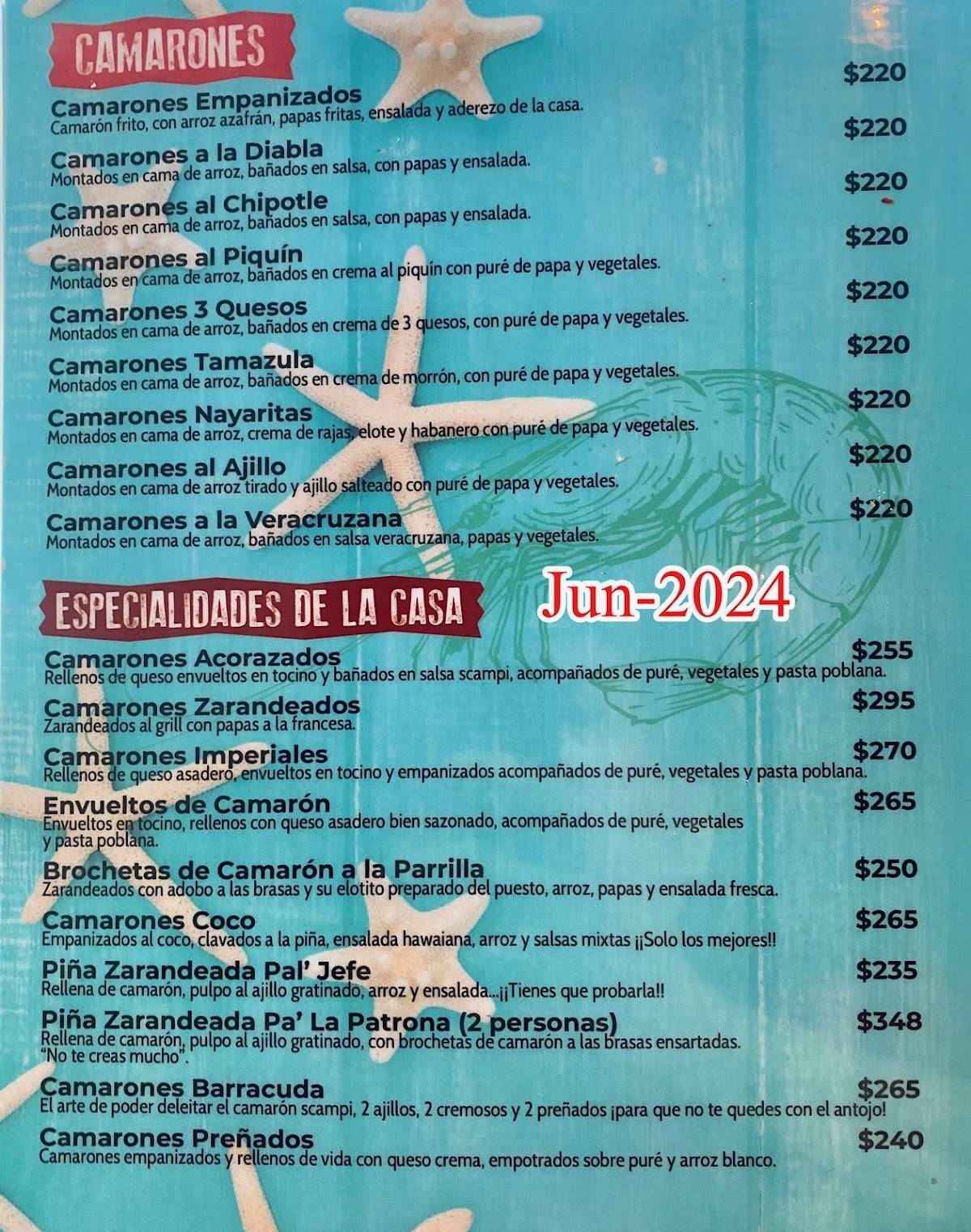 Carta del restaurante El Camarón, San Nicolás del los Garza, Av ...