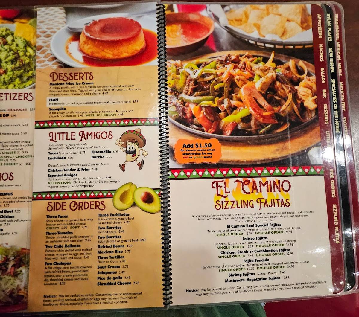 Menu at El Camino Real restaurant, Bluffton, Commerce Dr