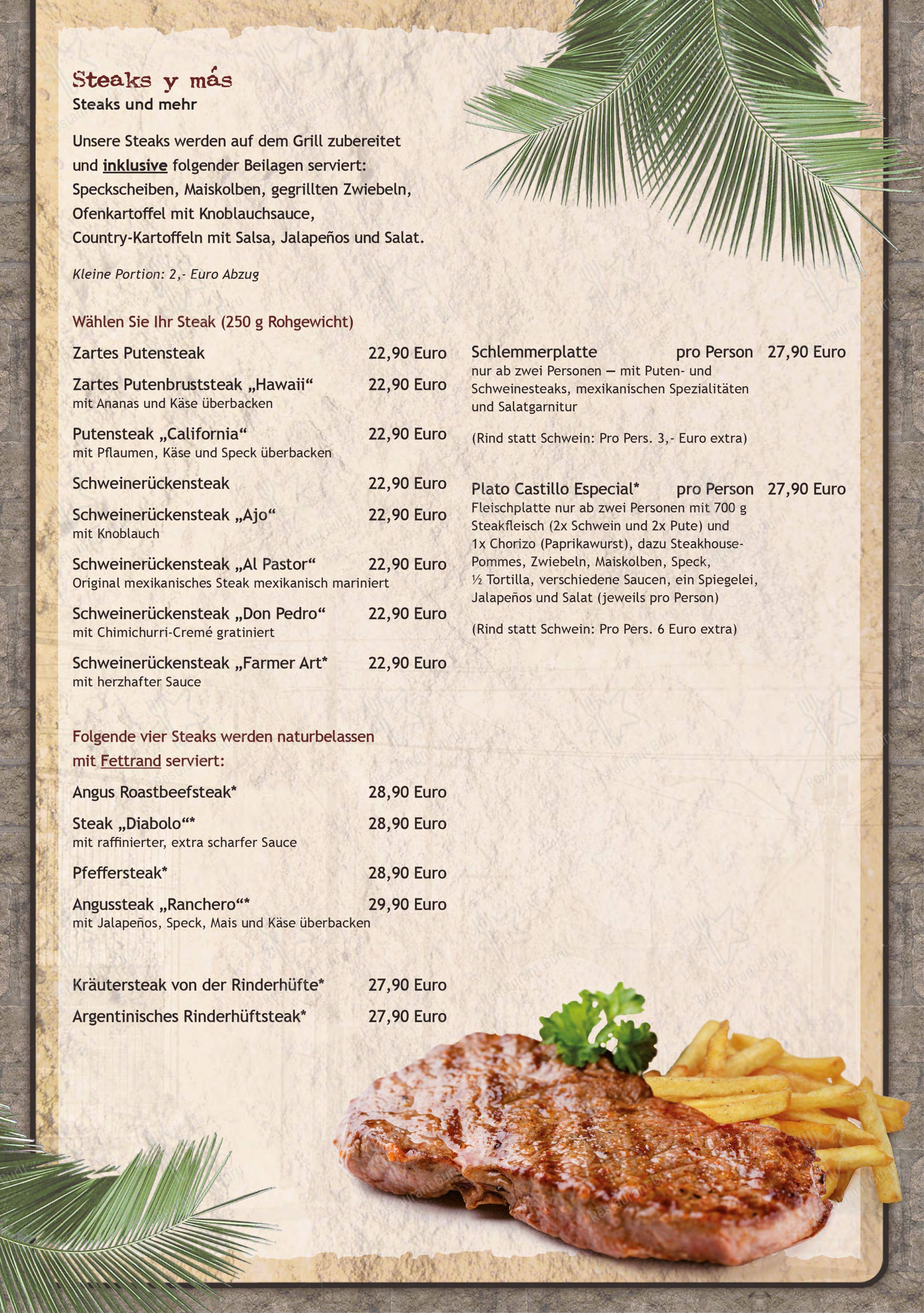 Speisekarte von El Castillo restaurant, Albstadt, Bahnhofstraße 20