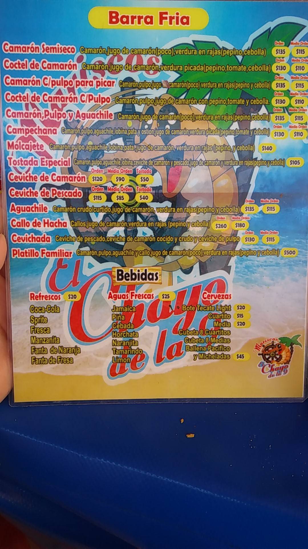 Carta del restaurante El Chayo del la 9, Culiacán Rosales ...