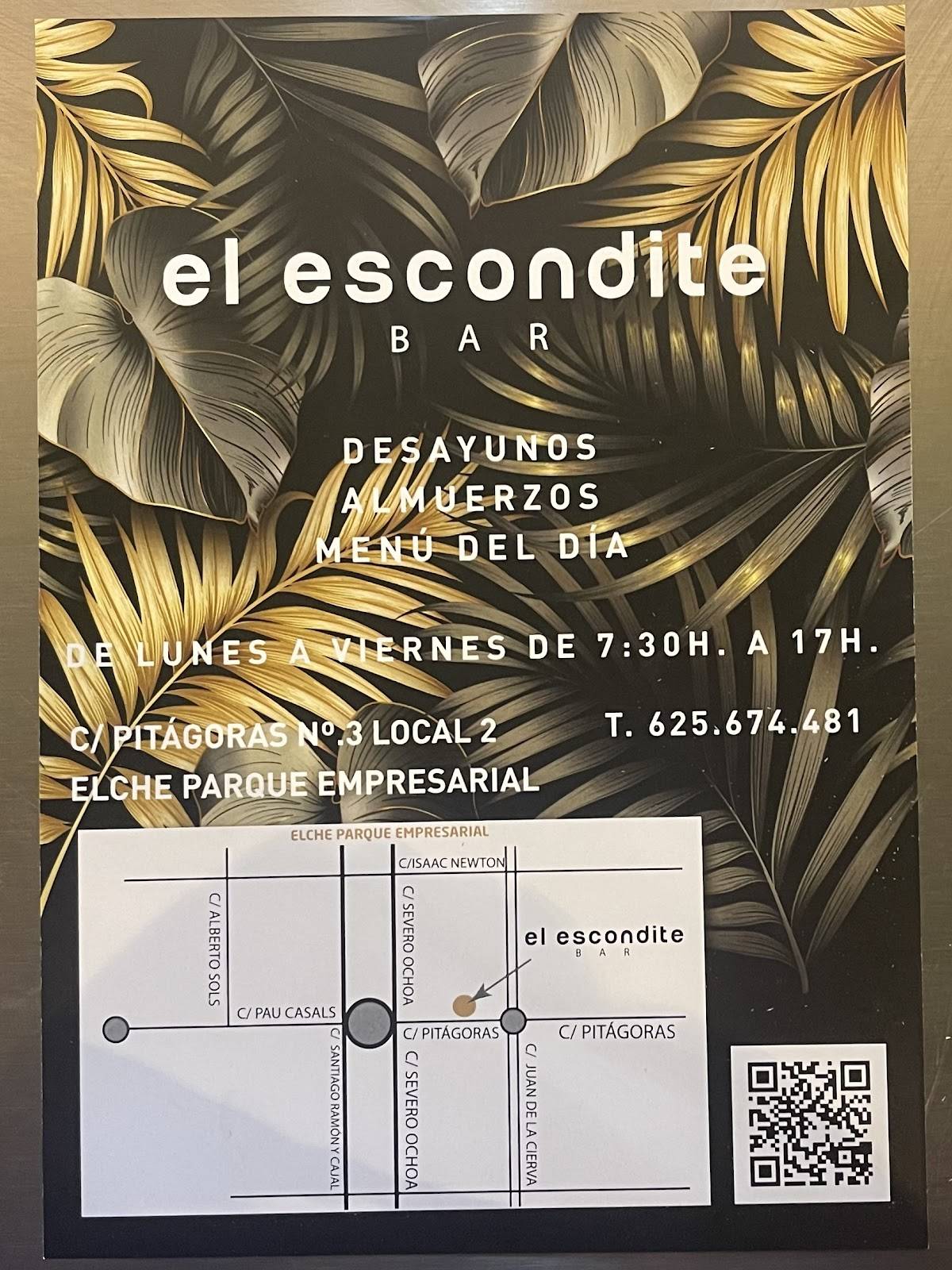 Carta de El Escondite Bar, Torrellano