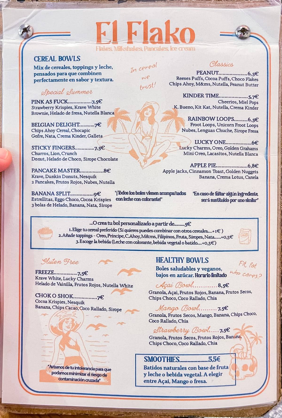 Carta de El Flako Breakfast Club, Barcelona, Carrer dels Sagristans