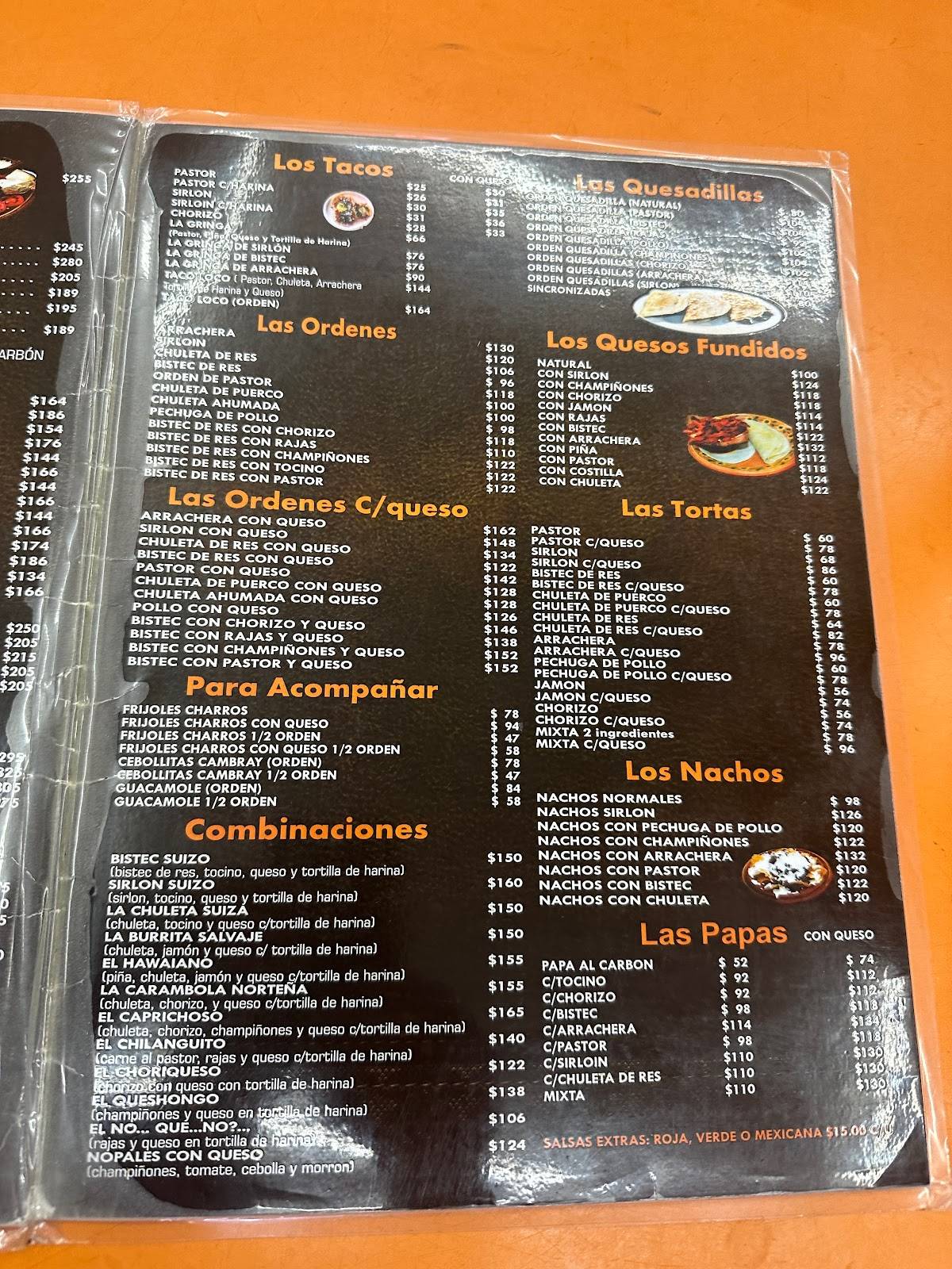 Menu at El Fogón restaurant, Playa del Carmen, Av. Constituyentes