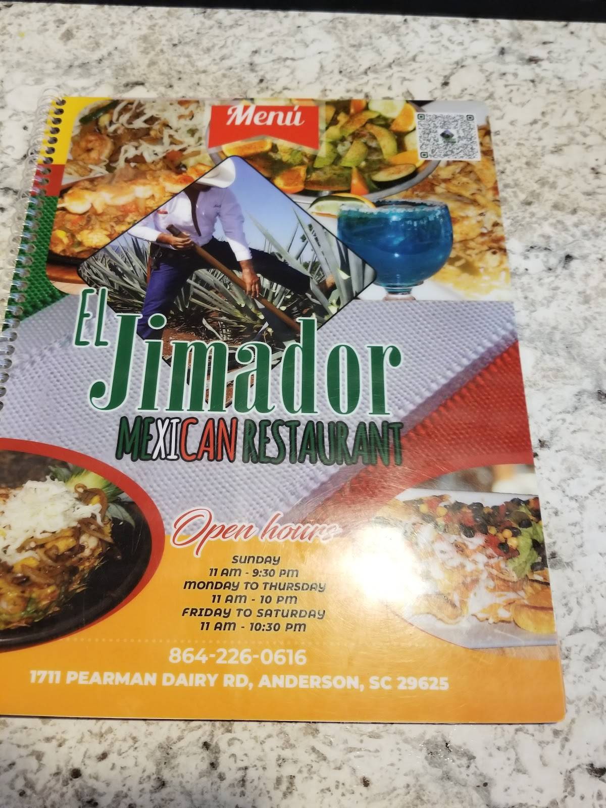 Menu at El Jimador Bar and Grill, Anderson, Pearman Dairy Rd