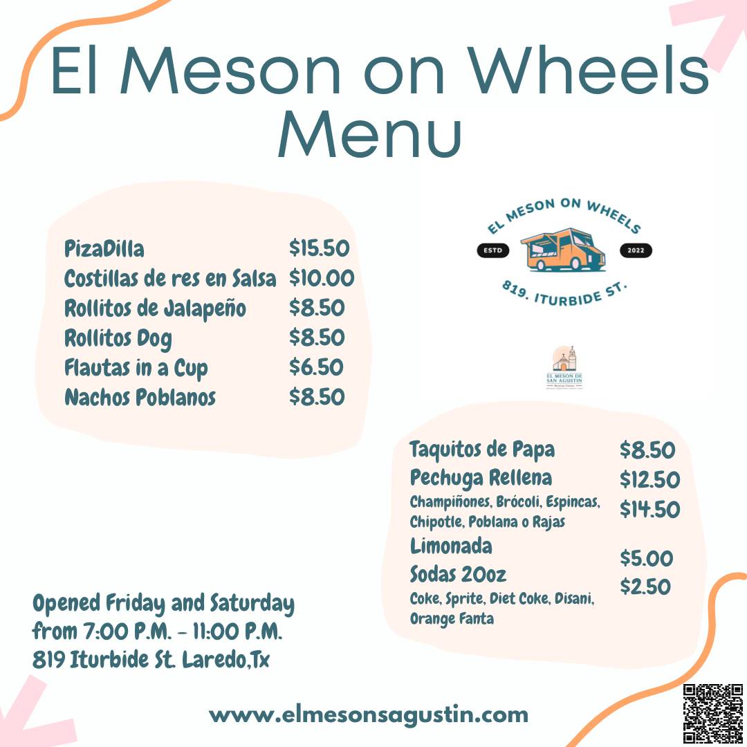 Carta del restaurante El Meson on Wheels, Laredo