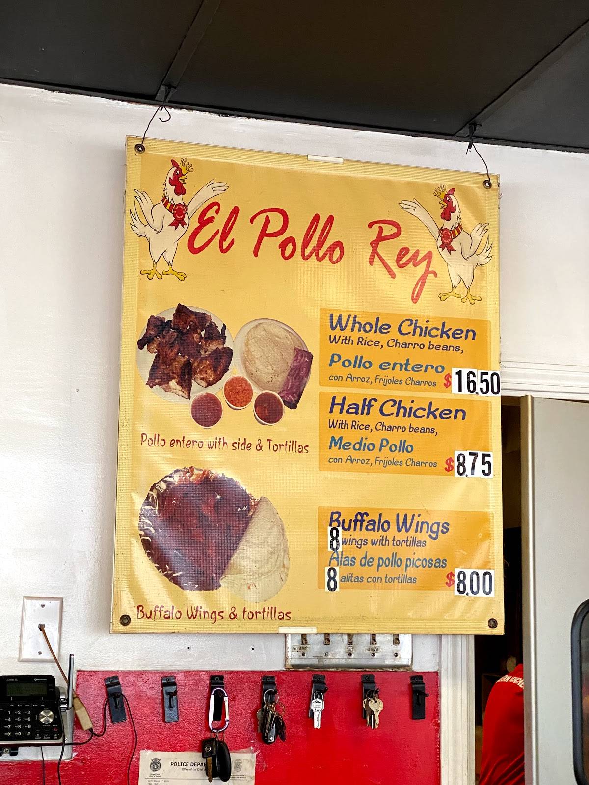 Menu at El Pollo Rey restaurant, Kansas City