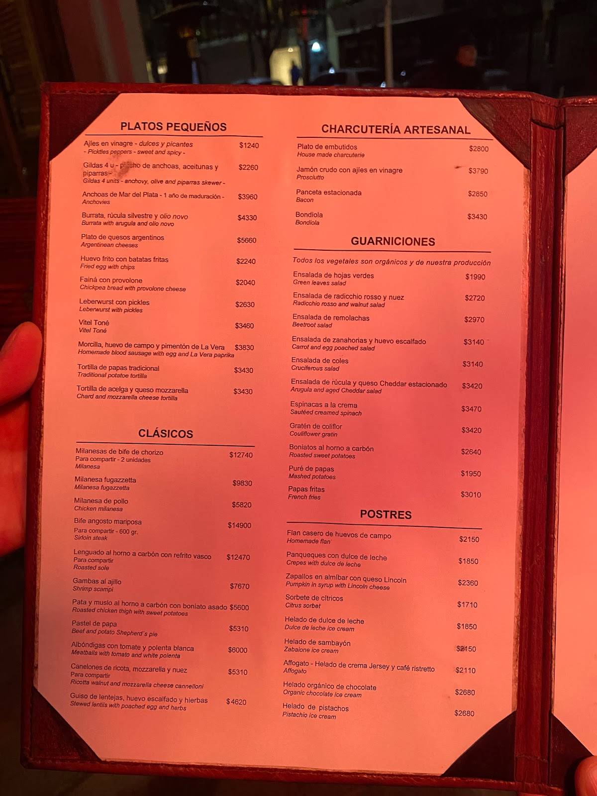 Menu at El Preferido de Palermo pub & bar, Buenos Aires