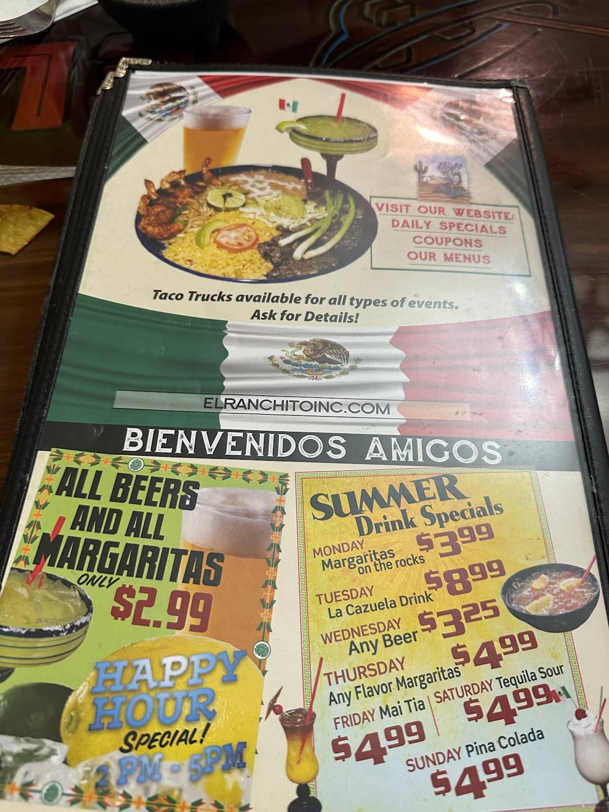 Menu at El Ranchito Family Mexican Restaurant, Lynden