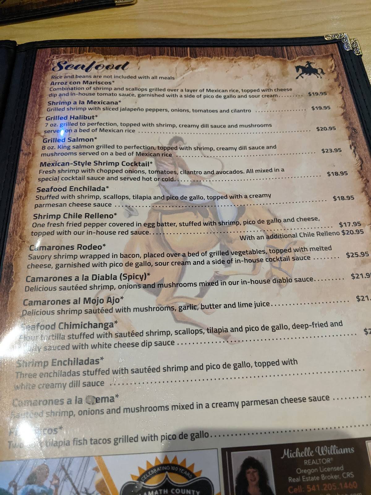 Menu at El Rodeo Steak House steakhouse, Klamath Falls