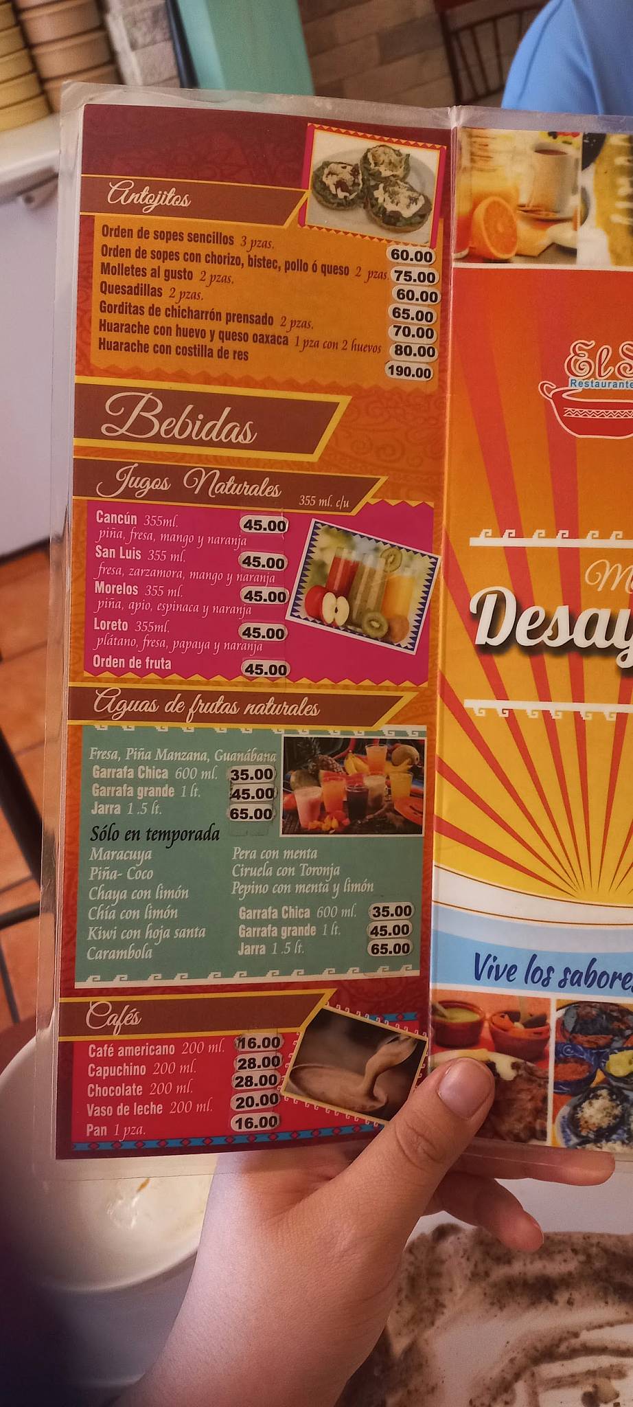 Carta del restaurante El Sazón, Mexico, C. Artículo 123 10