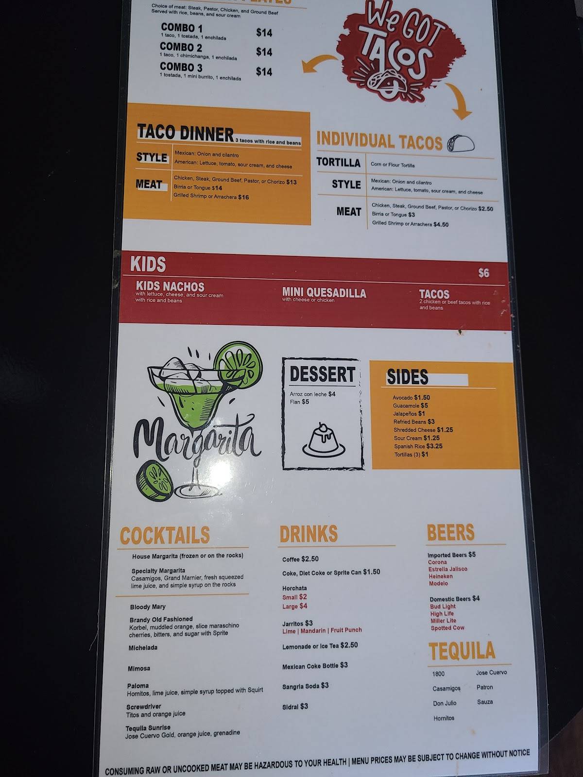 Carta del restaurante El Taco Feliz Truck, Butler
