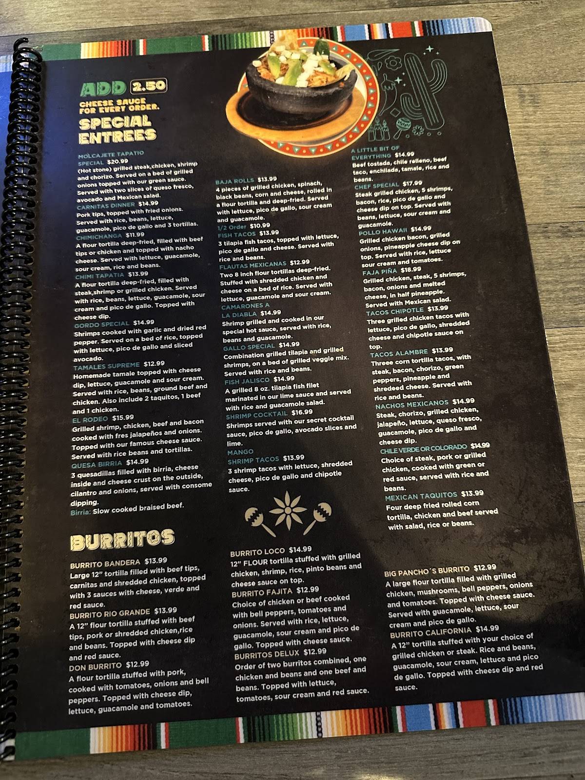 Menu at El Tapatio Mexican Restaurant, Union, Denmark Rd