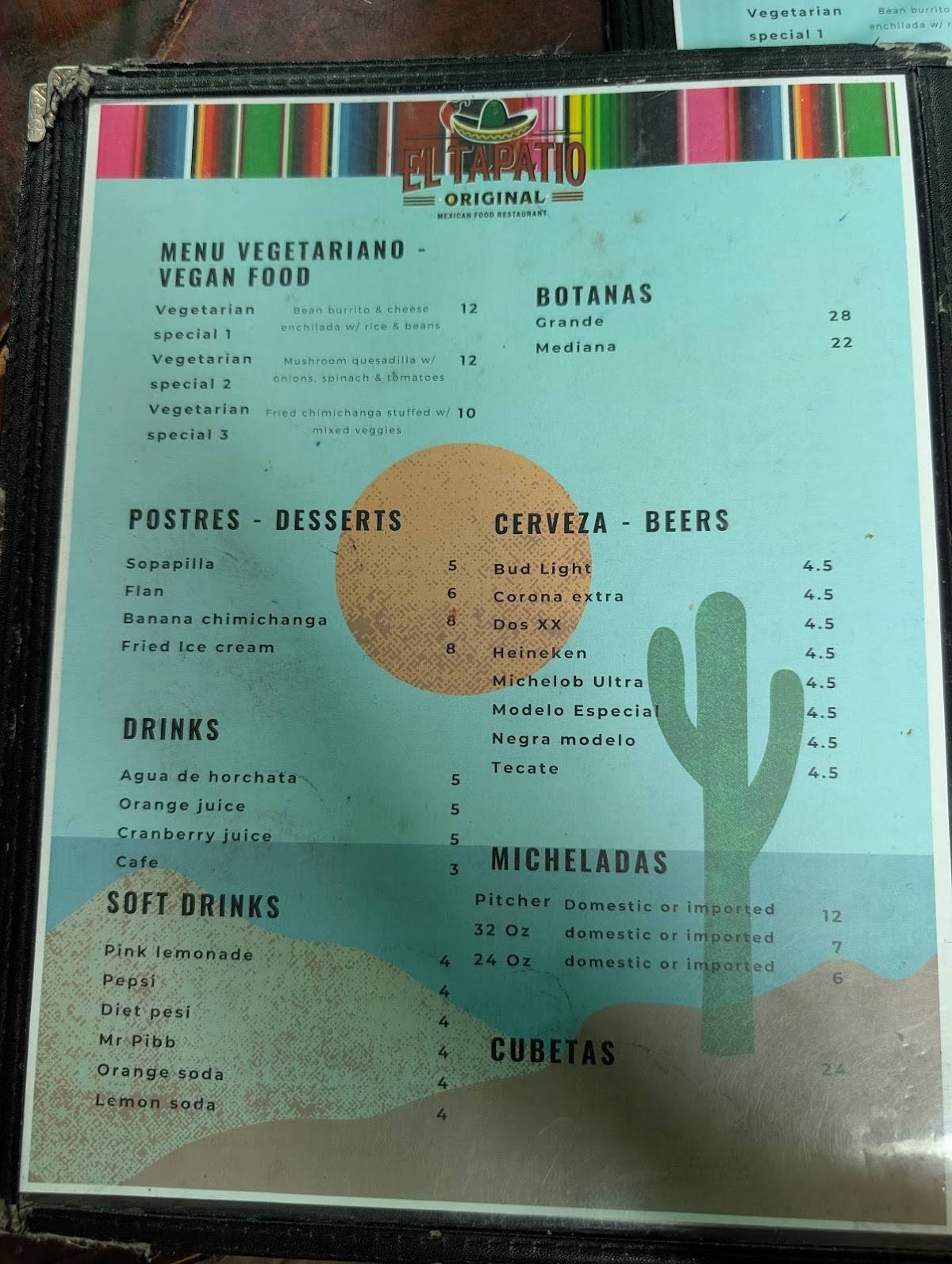 Menu at El Tapatio restaurant, Jacksonville, 103rd St #32