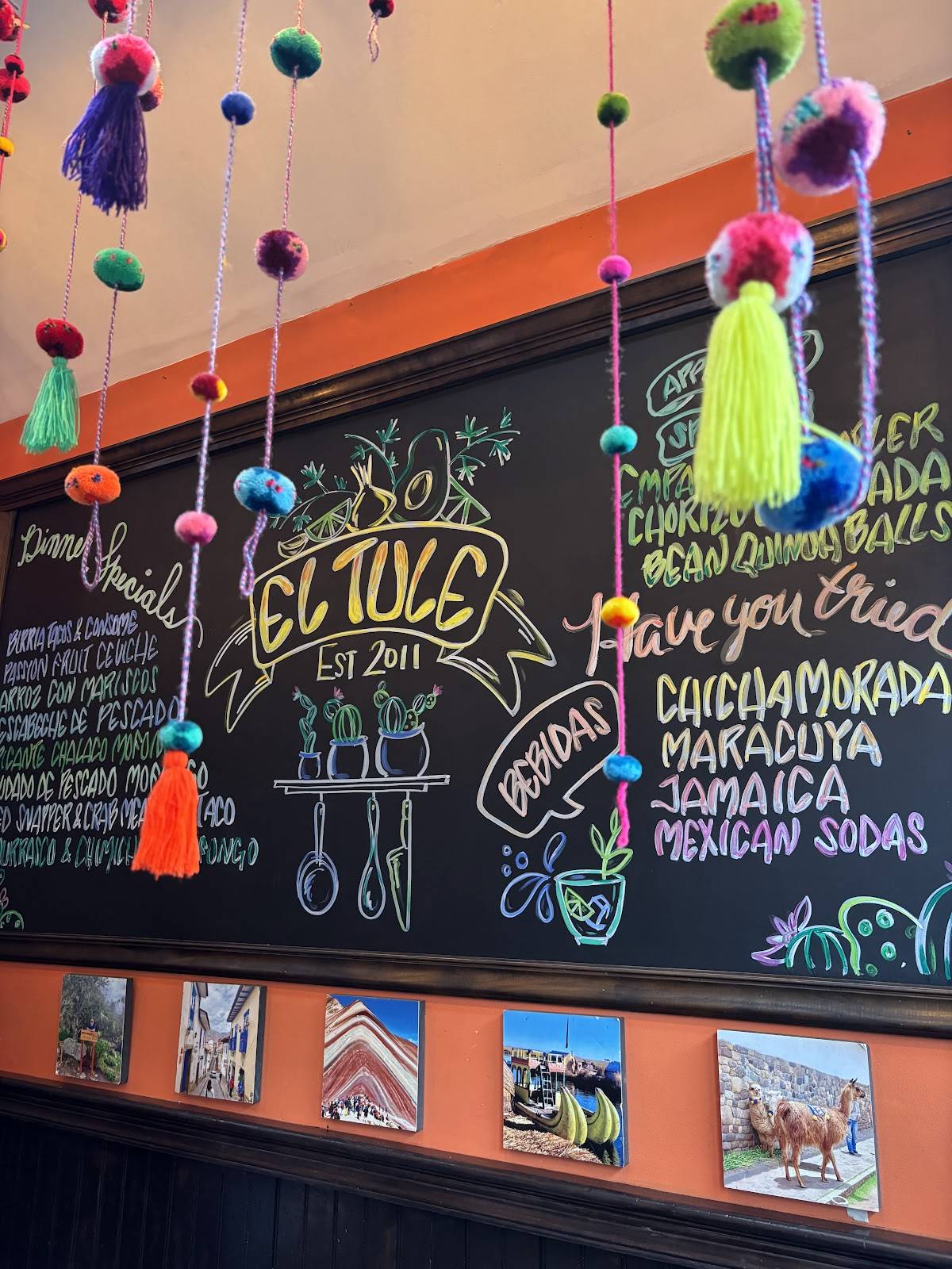 Carta del restaurante El Tule, Lambertville