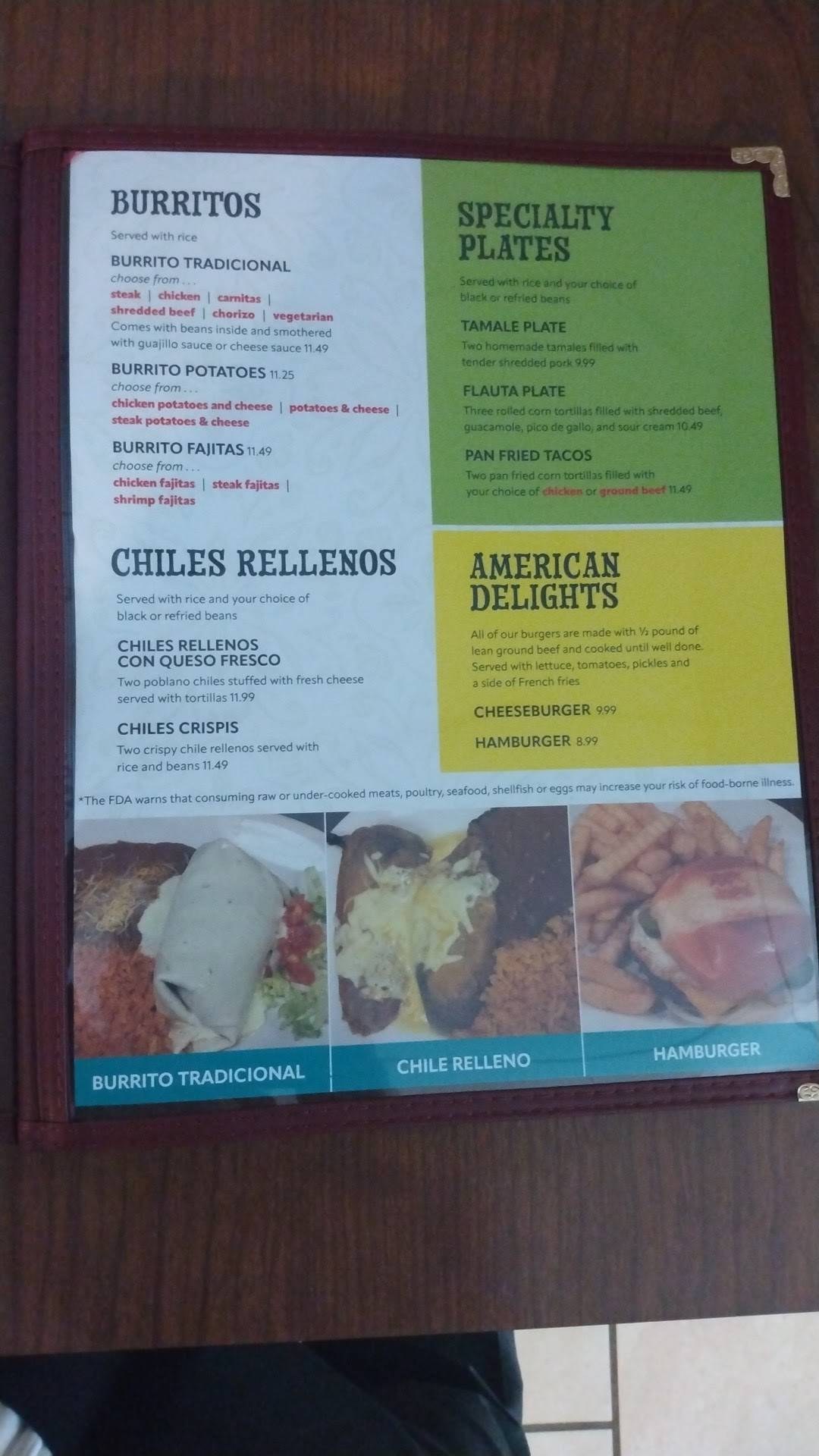 Menu at El sabor perfecto restaurant grill inc, Onaga