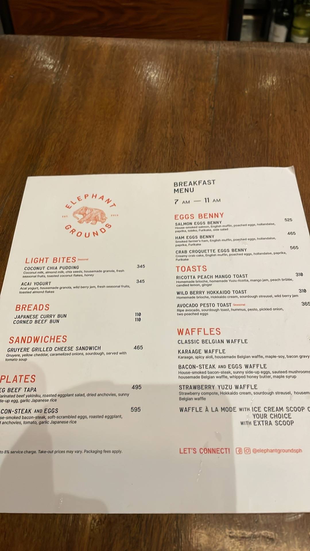 Menu at Elephant Grounds Manila - BGC cafe, Taguig