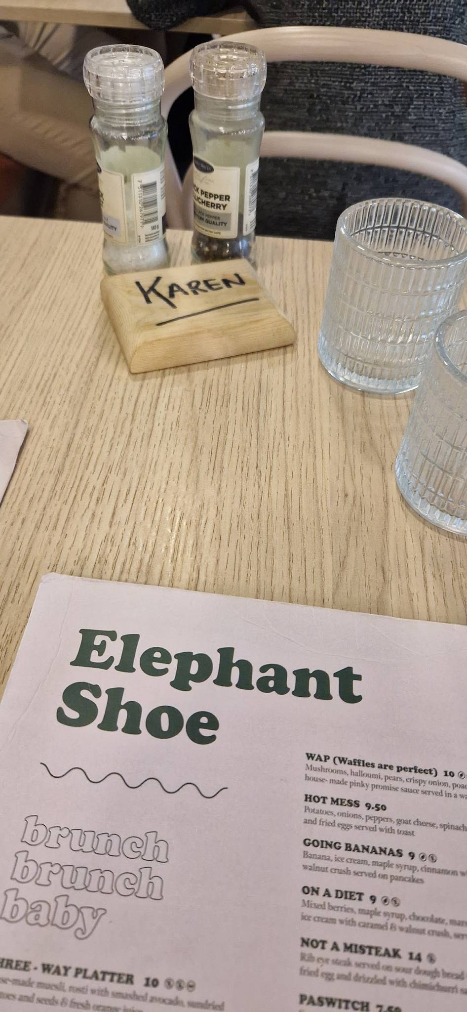 Menu at Elephant Shoe restaurant, Valletta
