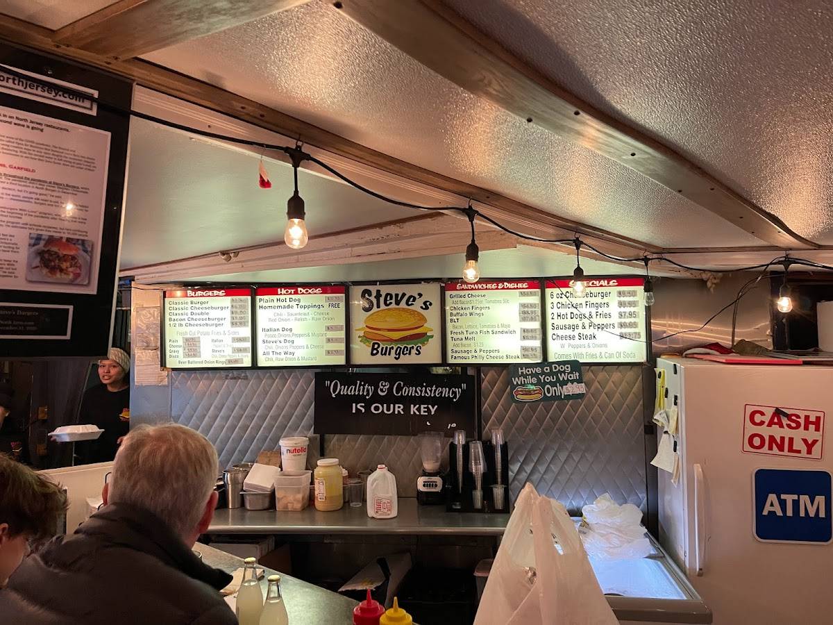 Menu at Steve's Burgers restaurant, Garfield, 506 US-46