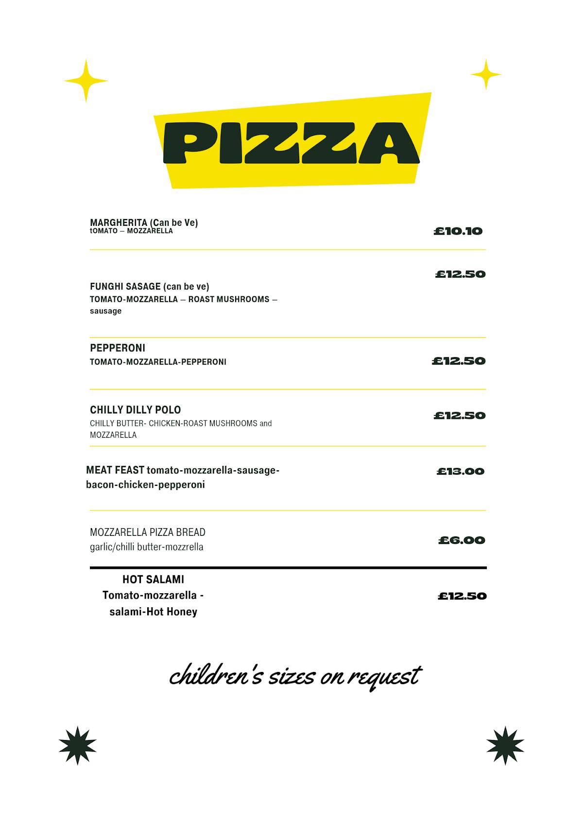 Menu at The Grey Horse pub & bar, Wheldrake