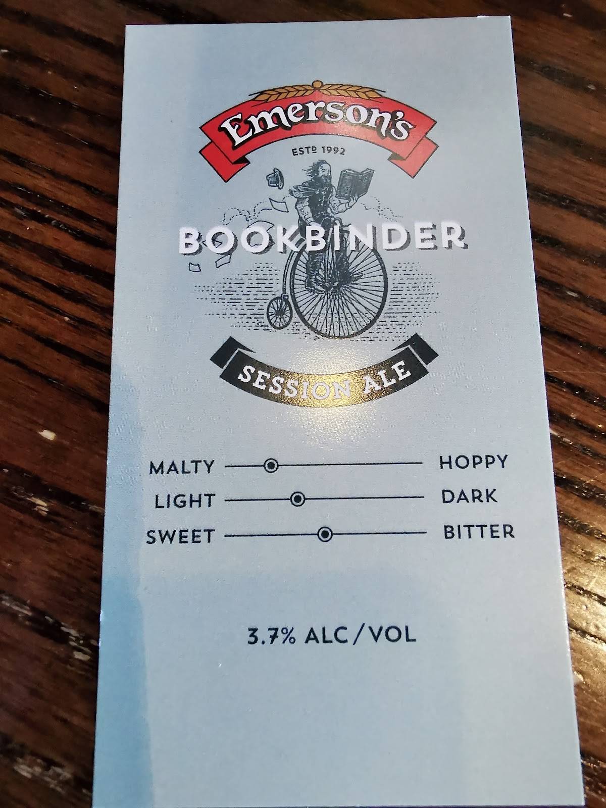 Menu at Emerson's Brewery pub & bar, Dunedin