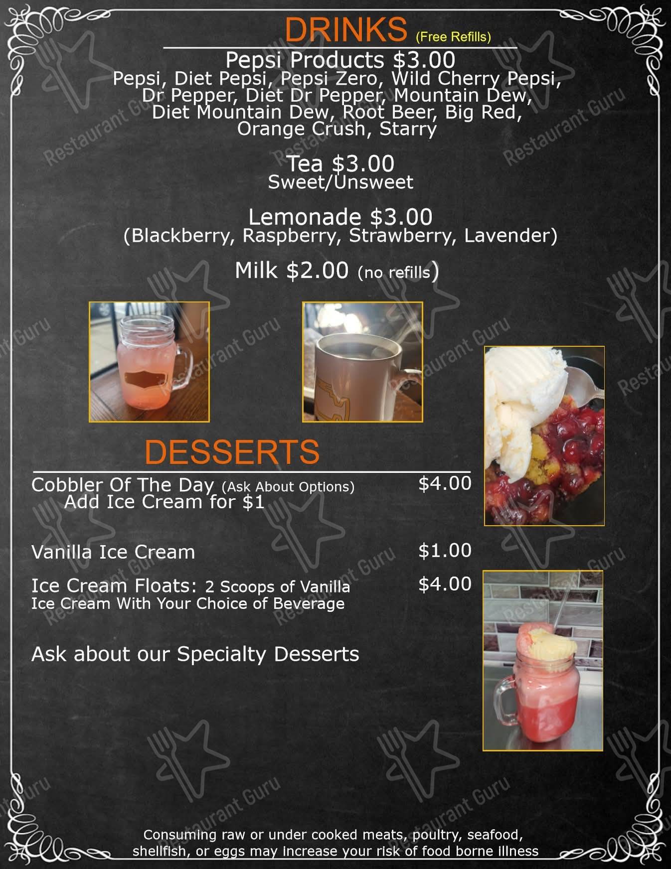 Menu at Ricketts Family Restaurant, Eminence