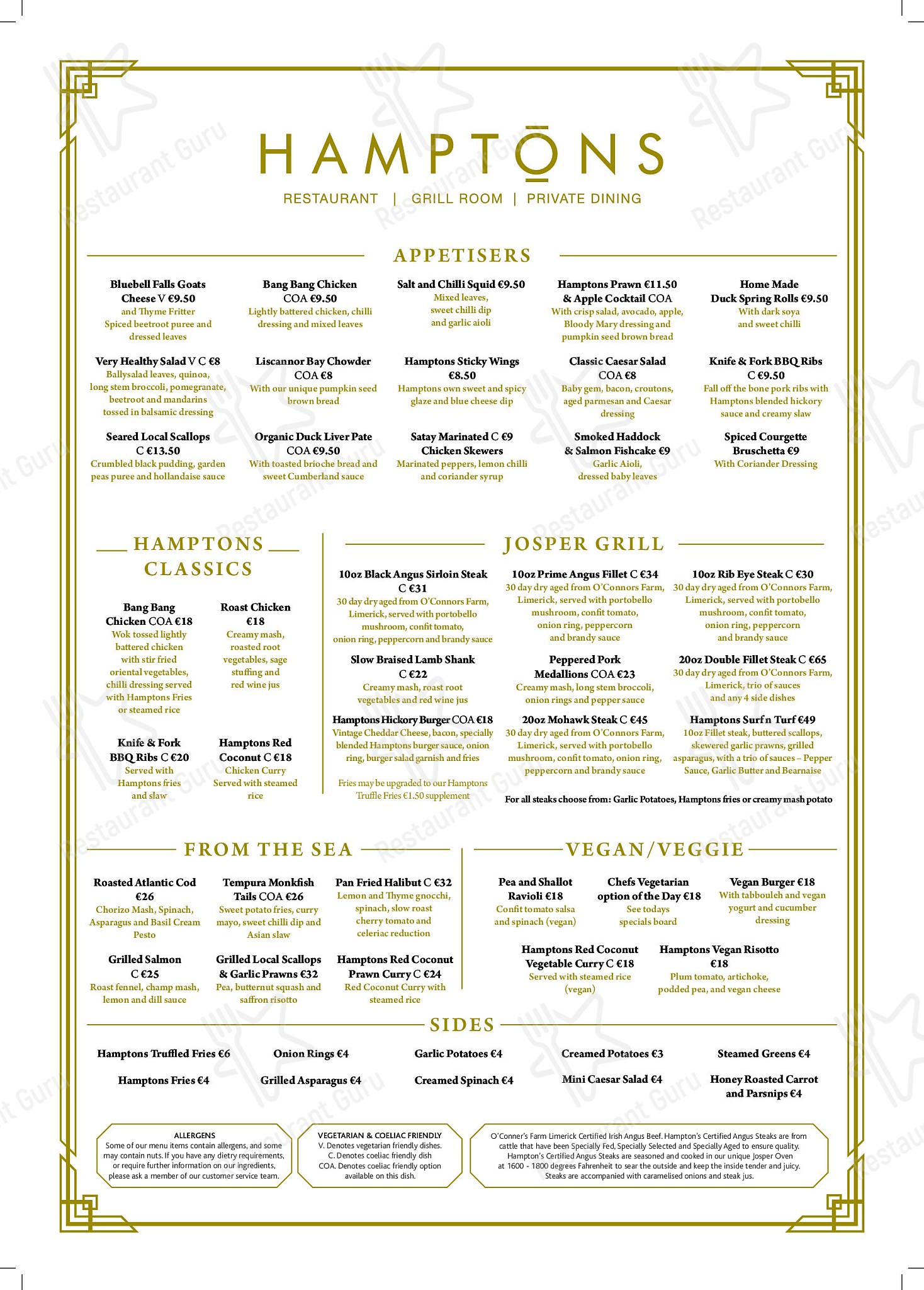 Menu at Enzo’s cafe, Limerick