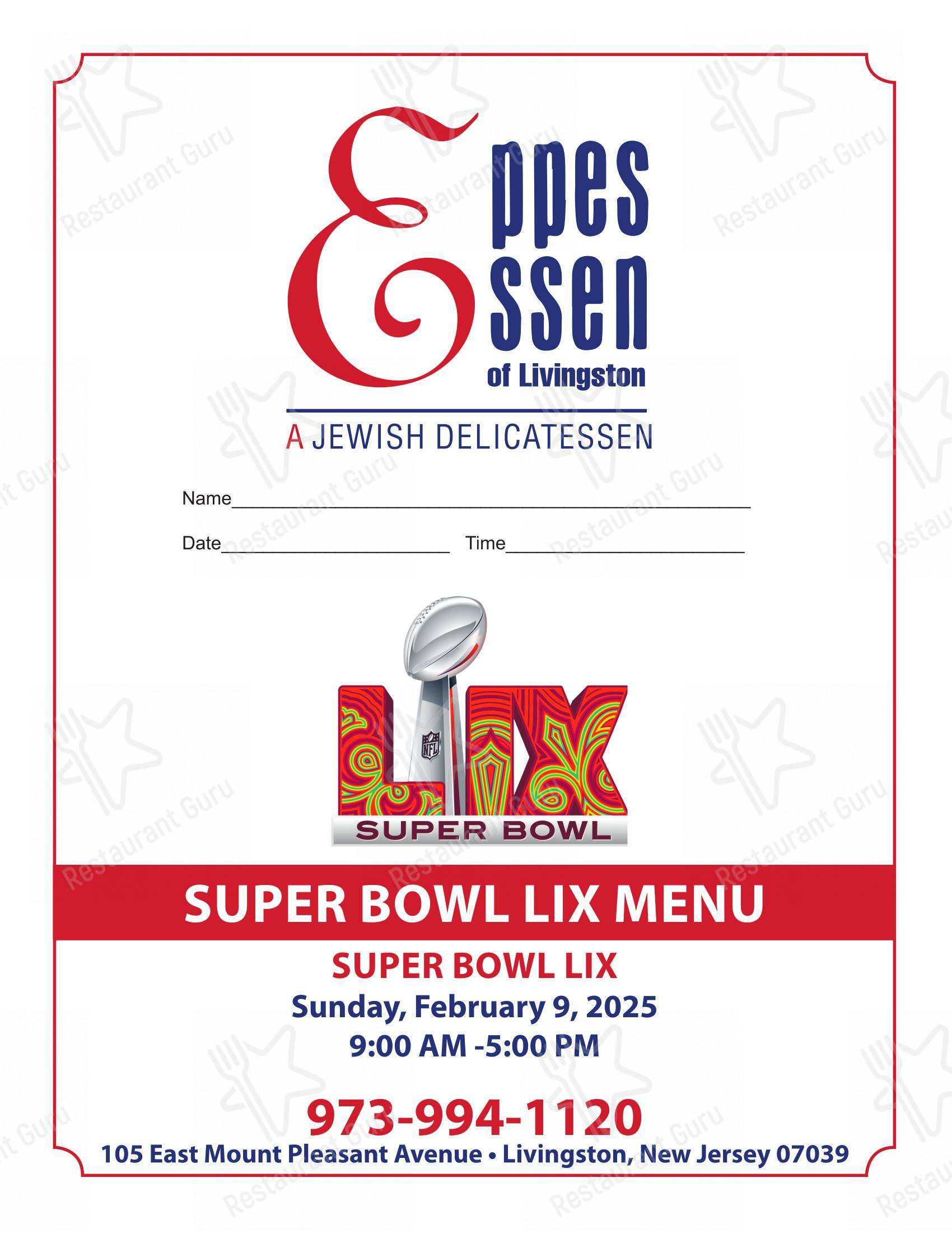 Menu at Eppes Essen Deli & Restaurant, Livingston