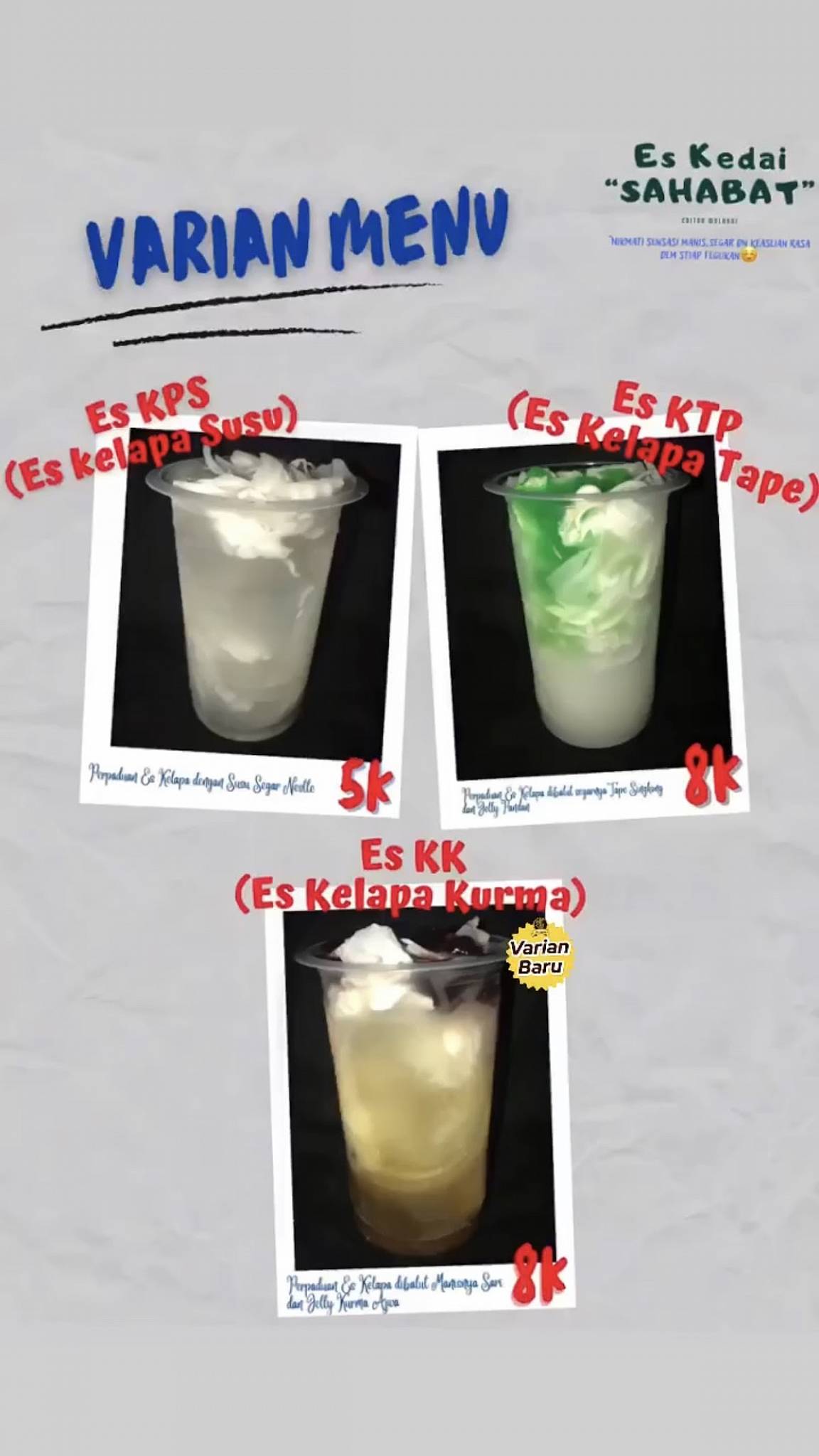 Menu at Es Tape & Kelapa SAHABAT, Indonesia
