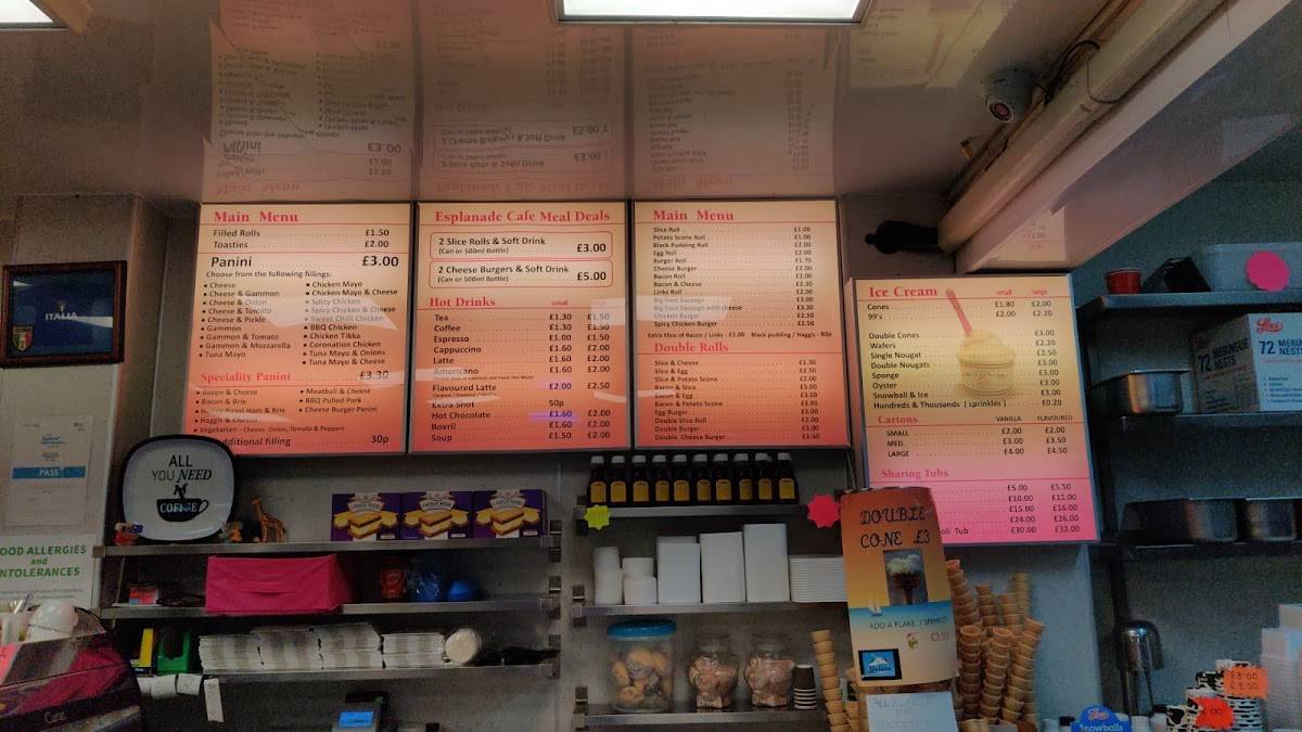 Menu at Esplanade Cafe, Greenock