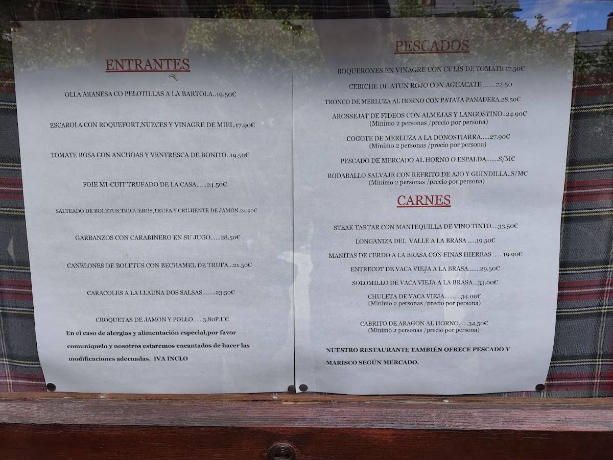Menu at Eth Triton Restaurant, Arties, Carrer Major