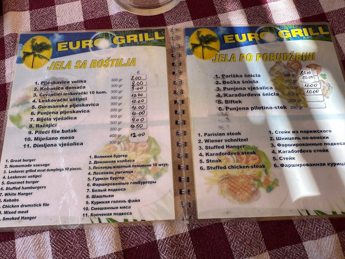 Speisekarte von Euro Grill restaurant, Herceg Novi