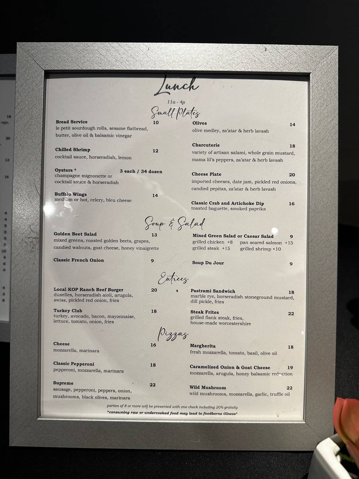 Menu at FINN restaurant, Missoula