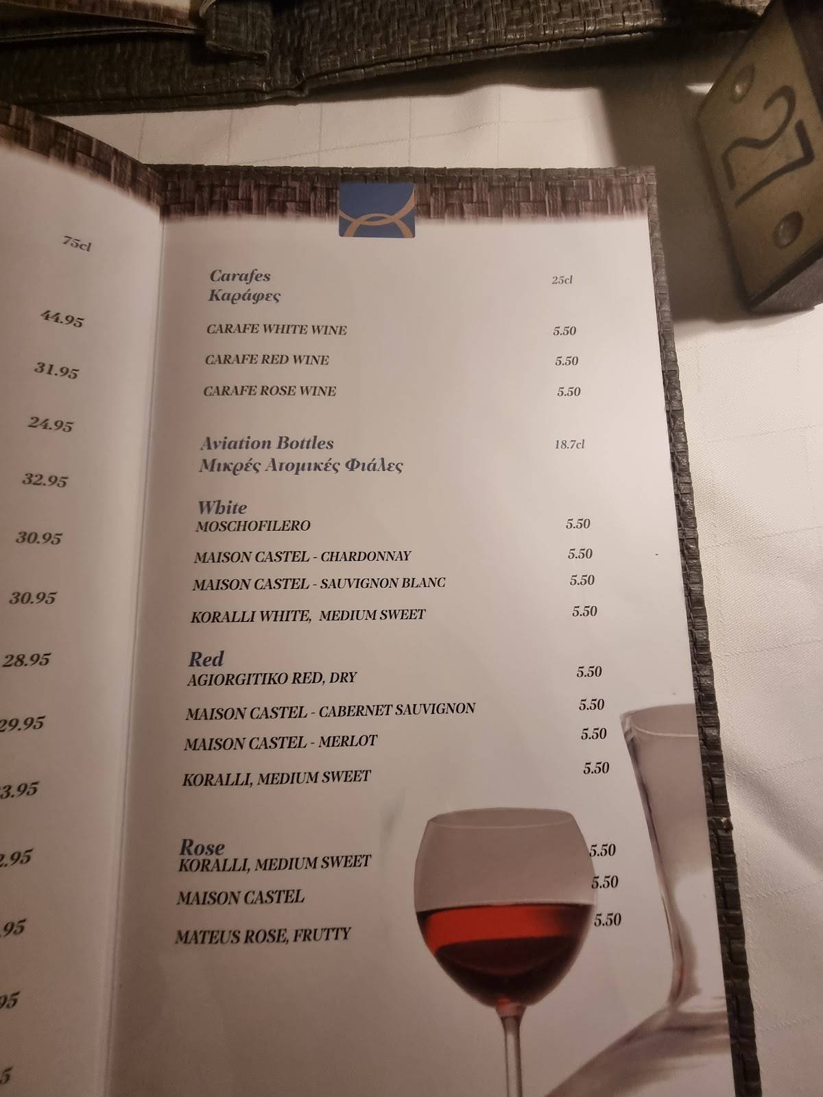 Menu at Faliros, Paralimni