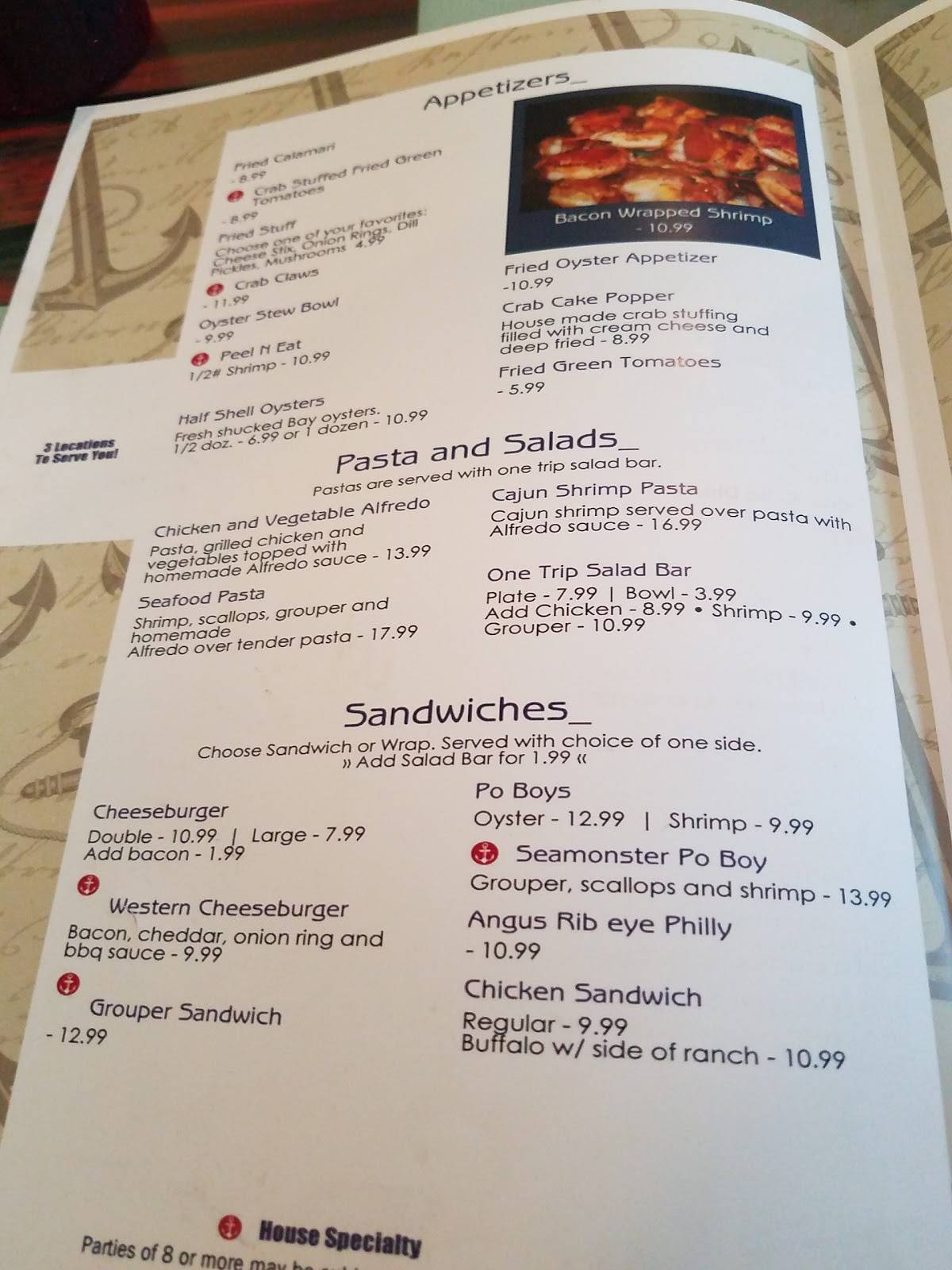 Menu at Family Coastal Restaurant, Eastpoint, 397 US-98